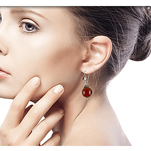 NOVICA Artisan Handmade Carnelian Dangle Earrings Sterling Silver Red India Birthstone [1.8 in L x 0.6 in W x 0.6 in D] ' Gujurati Ode'