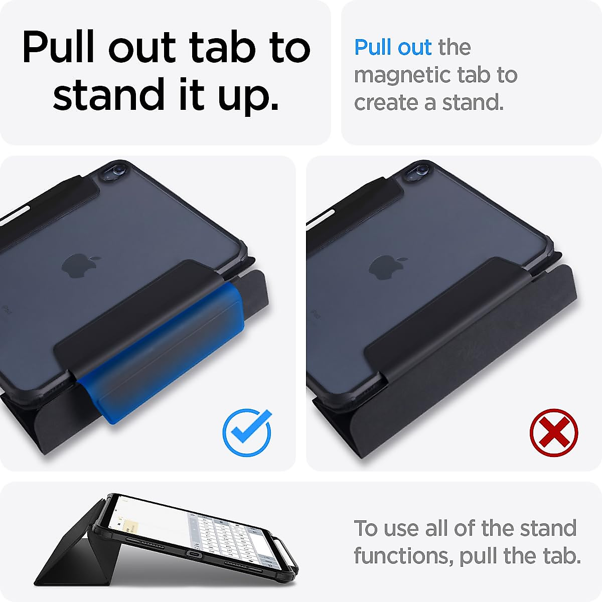 Spigen Ultra Hybrid Pro Designed for iPad Pro 12.9 inch Case M2 6th Generation (2022) / 5th Generation (2021) with Clear Transparent Back and Pencil Holder - Black