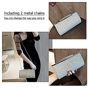 VINMEN Bling Women's Clutch Purses Bag Envelope Glitter Rhinestone Evening Handbag (silver)