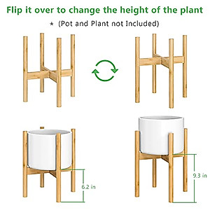 Ruichang Bamboo Holder Mid Century Modern Plant Stands for Indoor Plants Flower Pot Stand Hold Up to 10.6 Inch Planter( Wood Plant Stand Only)
