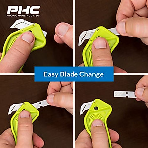 Pacific Handy Cutter EZR Concealed Blade Safety Cutter with Replaceable Blade and Tape Splitter, Safe and Efficient Cutting for Stretch Wrap, Cardboard, Tape, Zip Ties, Plastic Straps, and more.