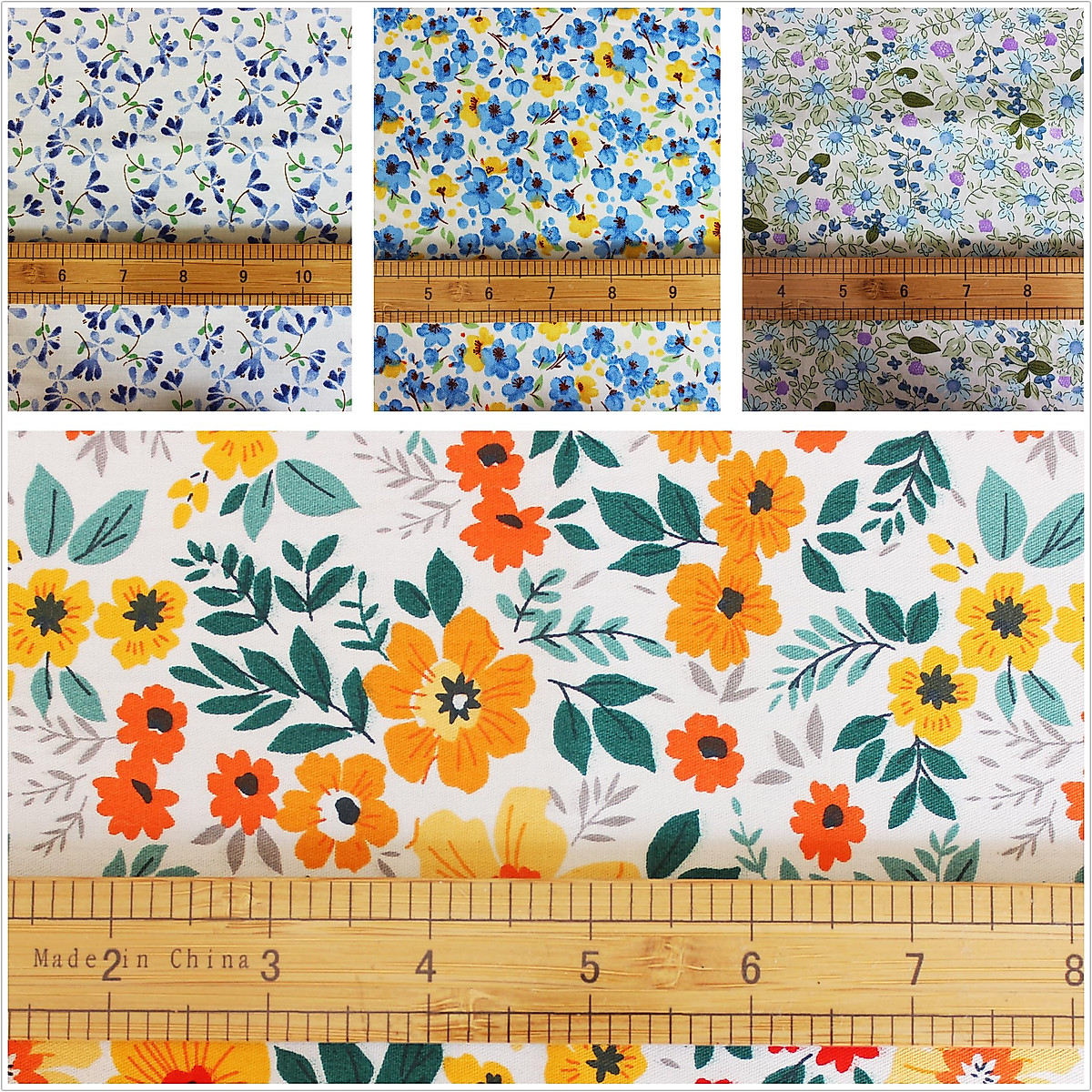 100% Cotton Quilting Fabric Squares 5''x5'' Floral Print Precut Fabric Bundles Charm Packs for Quilting 5 inch Clearance for Pathwork Quilt（Fresh Style）
