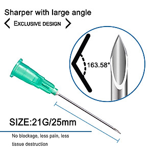 Careach 100pcs 21 Ga 1inch for Industrial Lab Accessories, Measuring and Refilling Inks