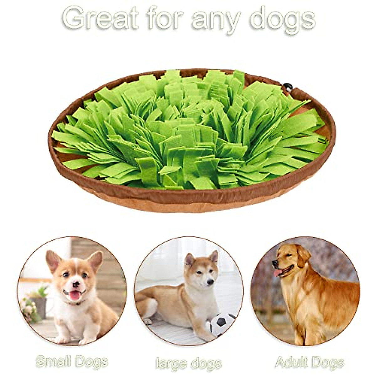 BBdis Snuffle Mat for Dogs,Adjustable Snuffle Mats,Snuffle Foraging Mat for Smell Training and Slow Eating,Snuffle Mat for Large/Medium/Small Dogs(18.9 * 18.9 * 3.1)