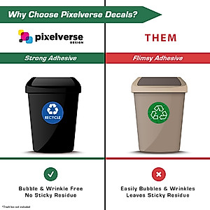 Recycle Sticker Trash Can Decal - 6" Large Recycling Vinyl - 4 Pack (Black & Blue)