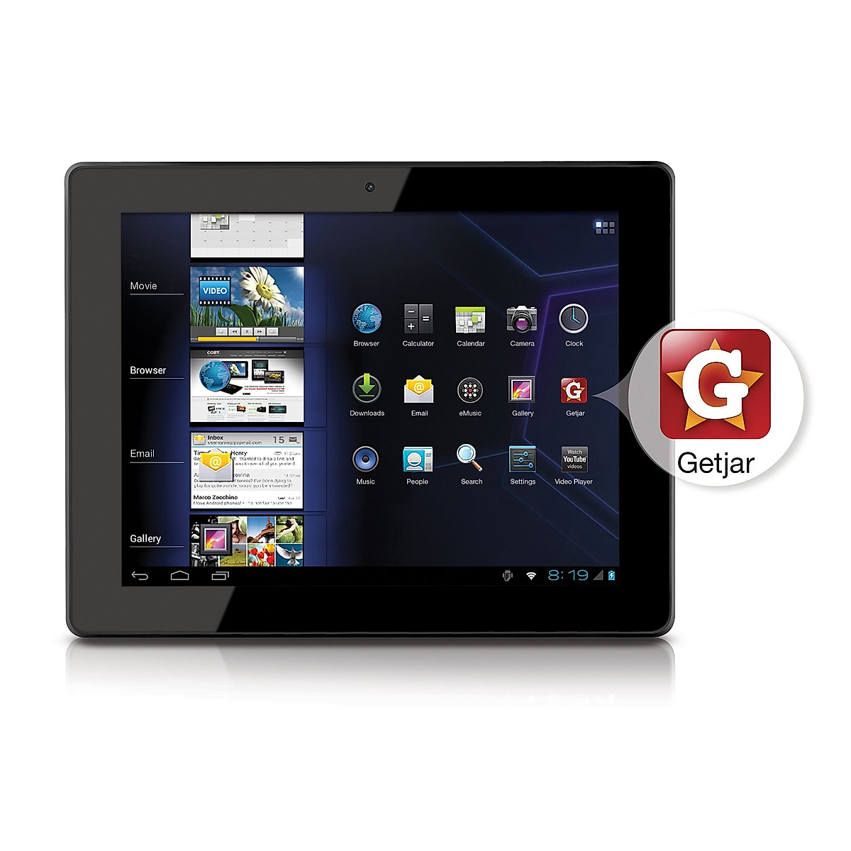 Coby Kyros 9.7-Inch Android 4.0 8 GB 4:3 Capacitive Multi-Touchscreen Internet Tablet with Built-In Camera, Black MID9742-8