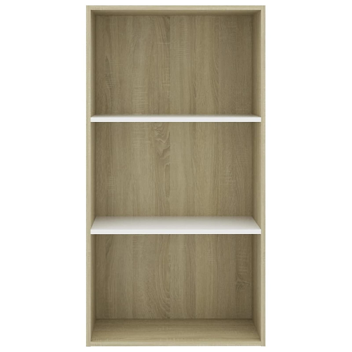 Camerina 3-Tier Book Cabinet 3 Tier Shelf Organizer Bedroom Storage and Organization Corner Book Shelf Office Open Bookshelf White and Sonoma Oak 23.6"x11.8"x44.9" Engineered Wood