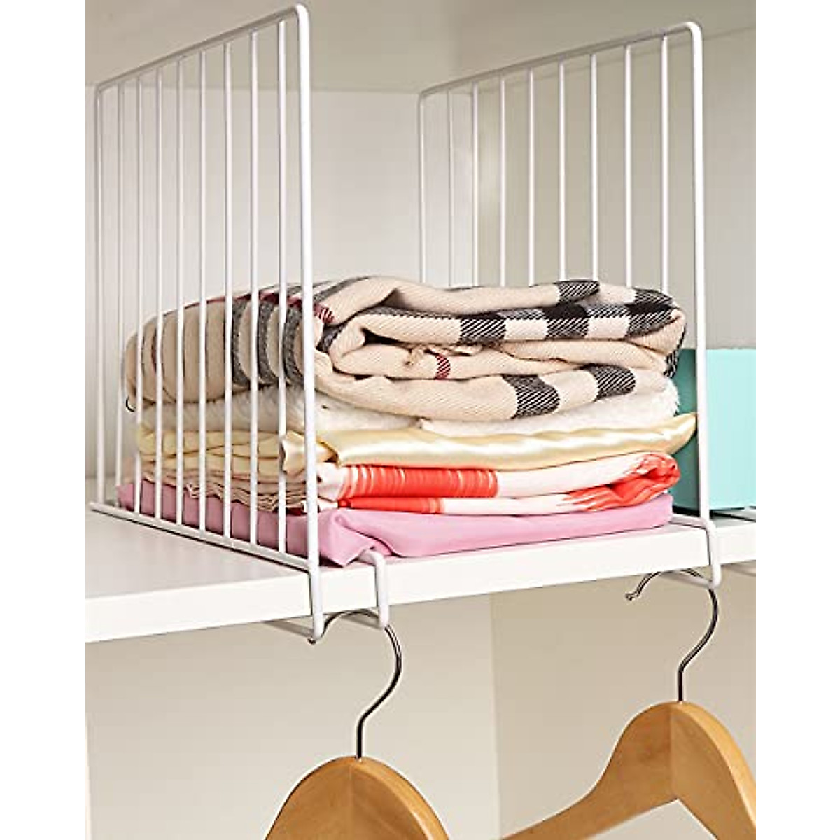 Closet Shelf Dividers for Wooden Shelves, Kosiehouse Shelving Organizer Shelves Separator for Purse Clothes Sweater Storage in Closet, Wardrobe, Kitchen Cabinets, Bookshelf-8 Pack
