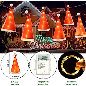 Xmas Hat Outdoor Hanging Light--6 Pieces Hanging Fairy Xmas Hat Waterproof String Lights --18 Leds Safety Fairy String Light With USB Or Battery Powered, Glowing Lights Decor For Home, Garden, Patio P