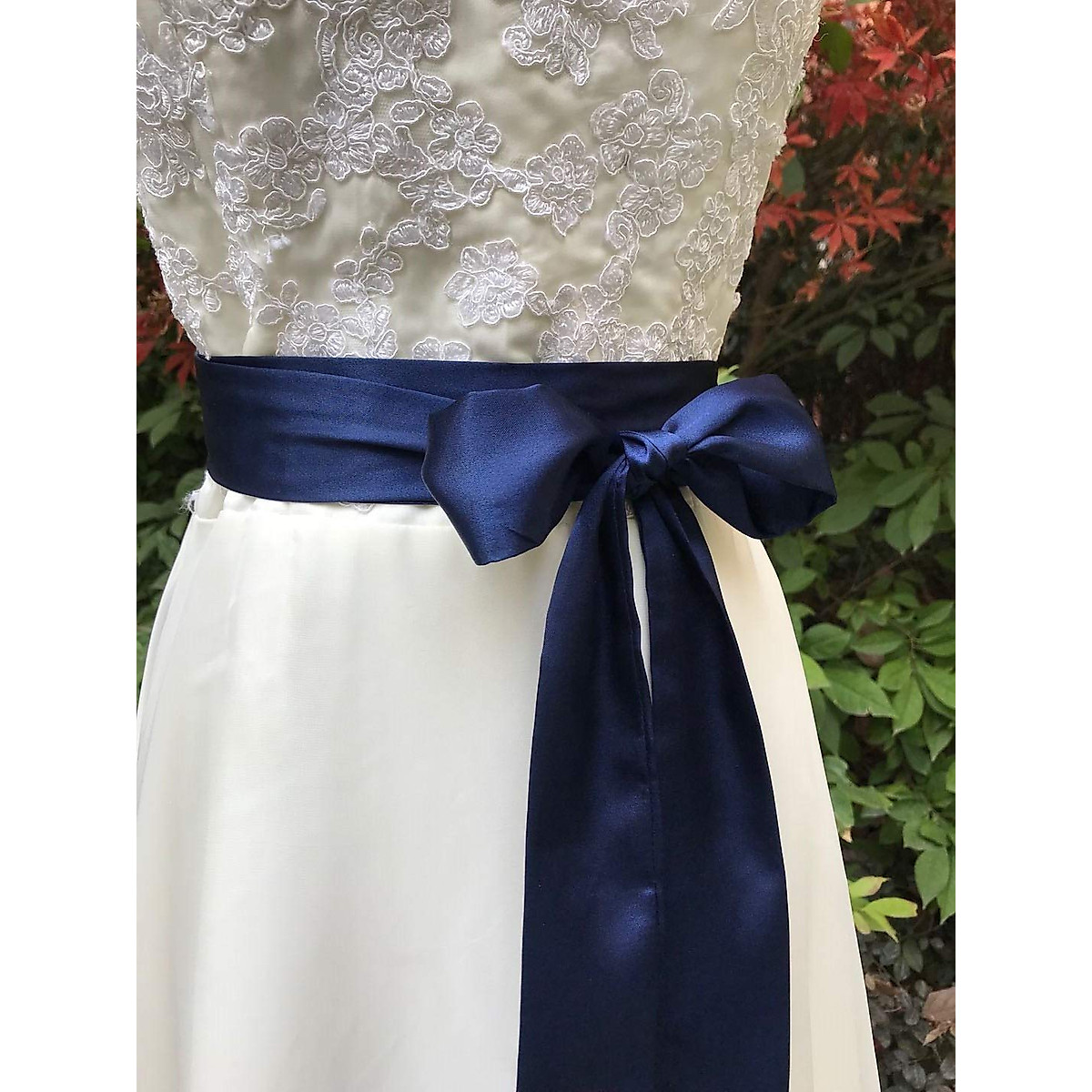 AIMECHA Satin Sash Belt For Bridal Wedding Bridesmaid Dress Belt 2'' Wide Silk Satin Material (Navy)