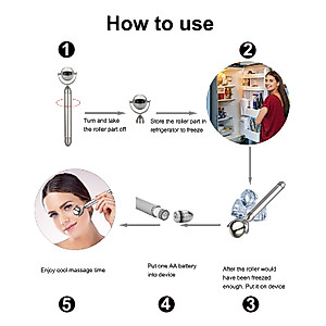 Amirce Electric Ice Roller for Face and Eye, Facial Ice Roller Beauty Tools, Electric Massage Ice Roller for Puffiness, Ice Face Eye Massage Roller, Skin Care Tools