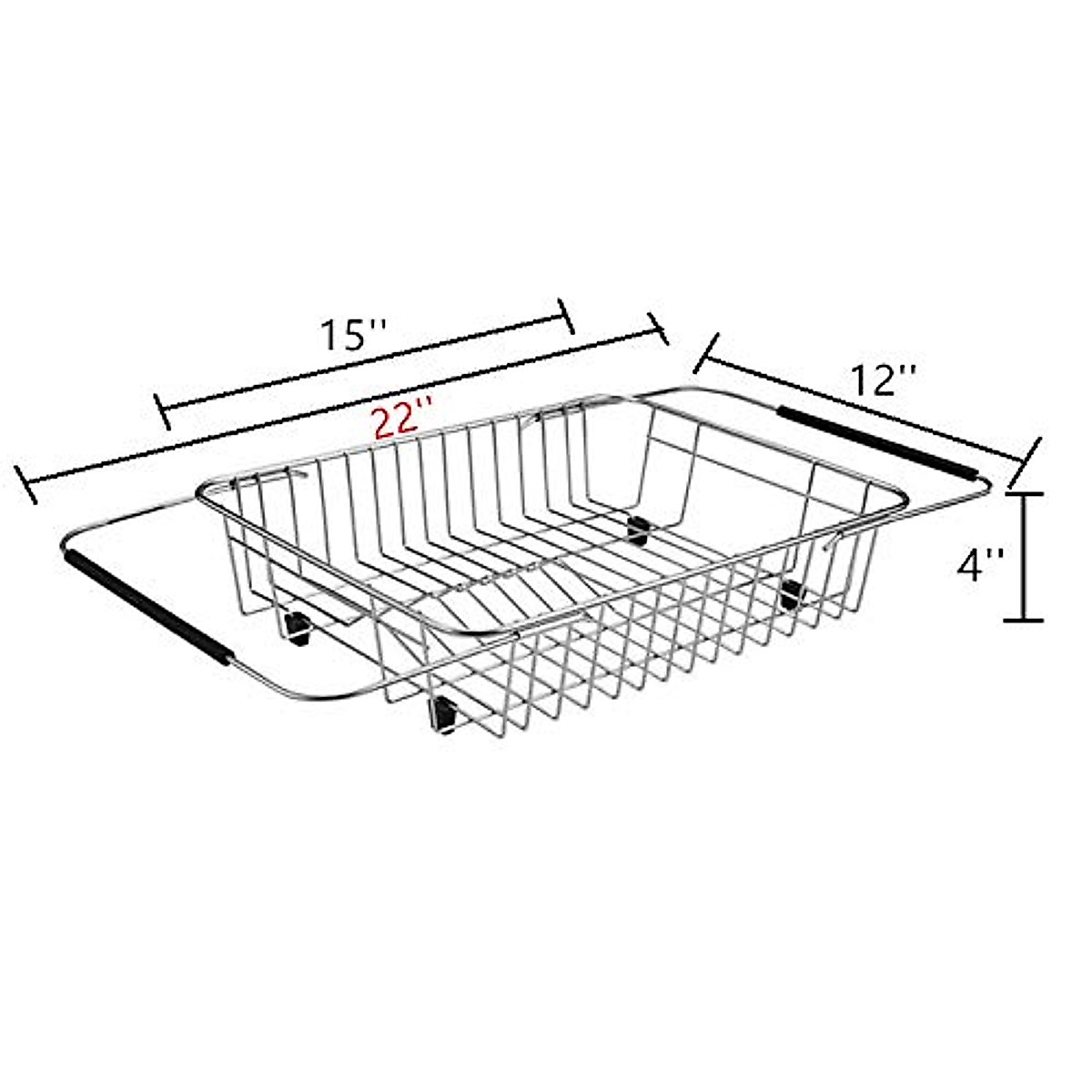 Slideep Expandable Dish Drying Rack, 202 Stainless Steel Over The Sink Dish Rack, in Sink or On Counter Dish Drainer with Steel Removable Utensil Holder