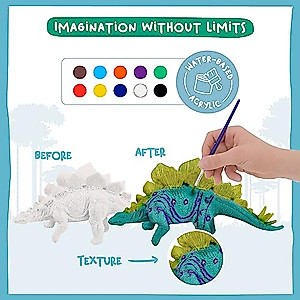 Nene Toys Dinosaur Painting Kit for Kids 3-7 Years [The Kings] – Includes 4 Museum Replicas, 2 Paint Sets, 2 Brushes, Educational Poster and Playmat – Art & Craft Paint Toy for Boys and Girls