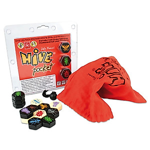 Smart Zone Games Hive Pocket Portable Strategic Board Game for 2 Players – Includes Ladybug & Mosquito Expansions – Compact Travel Version of The Award-Winning Hive Game