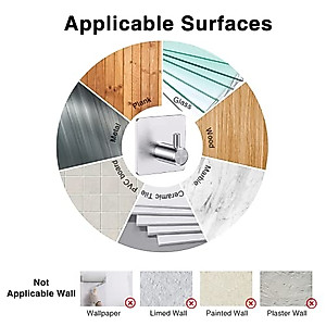 Wiserset Heavy Duty Adhesive Hooks, Wall Towel Hooks Waterproof, Brushed Nickel Wall Hooks for Towels, Stainless Steel Adhesive Towel Hooks Adhesive Holders for Hanging Clothes Bathroom 4 Pack