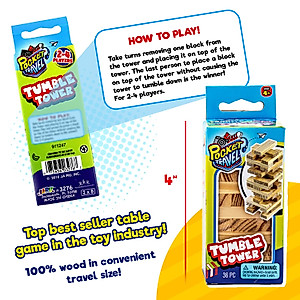 JA-RU Mini Travel Size Tumble Tower (1 Toy Pack) Real Wooden Building Blocks. Team Sports for Kids. Puzzle Desktop & Tabletop Family Games. Stocking Stuffers. 3276-1A