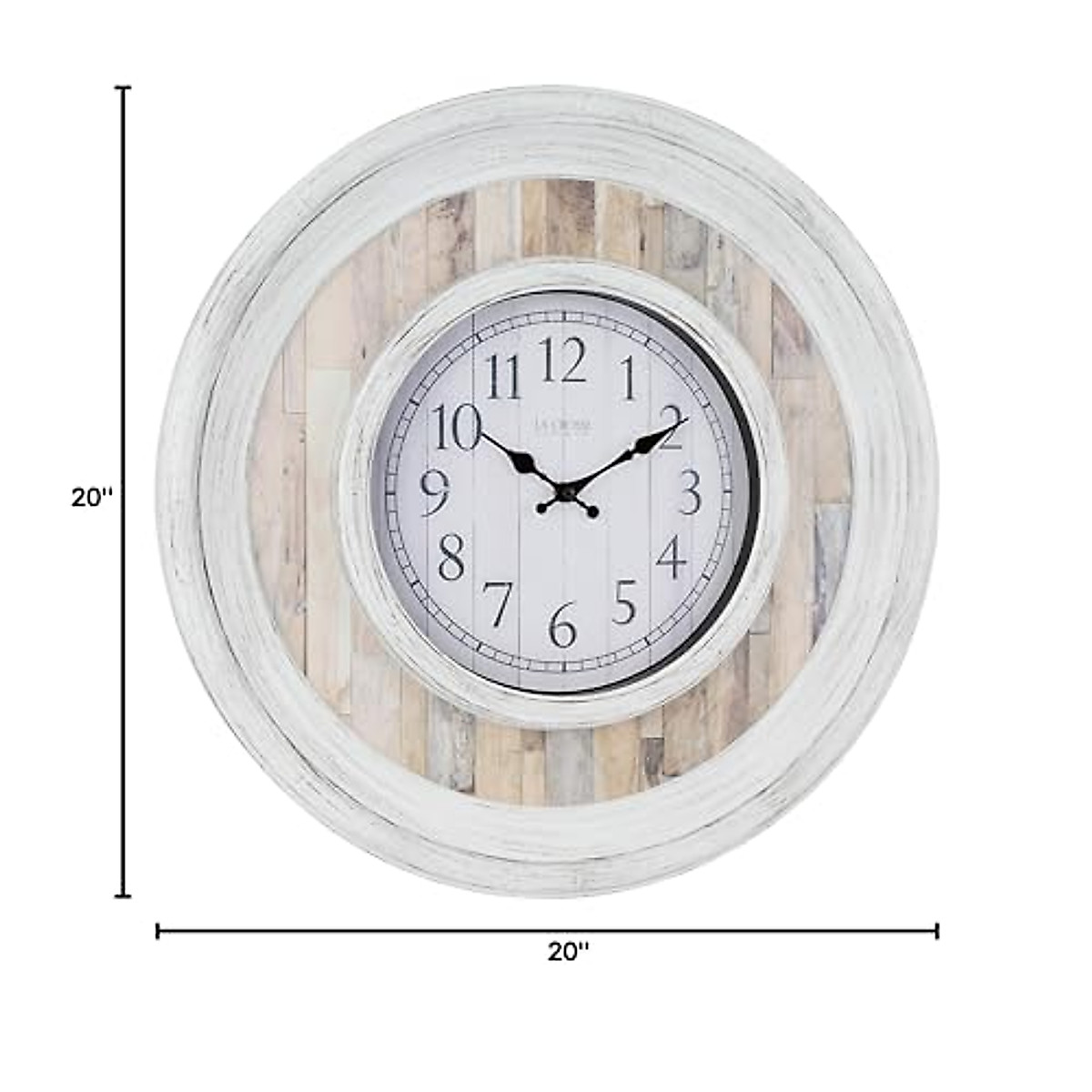 La Crosse Technology 404-3051B 20 Inch Weathered Wood Quartz Wall Clock, White