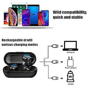 Wireless Earbuds, 30H Playtime Bluetooth Earphones Touch Control, Ear Hook Built-in Noise-canceling Microphone Headphones In-Ear Dual Bluetooth Headset with Built-in Mic for Work Sports Travel