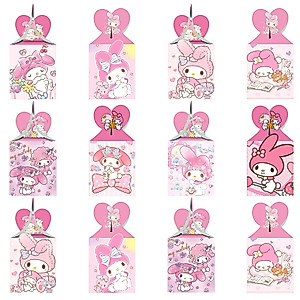 ARHAVI 12pcs My Melody Party Favor Gift Boxes, My Melody and Kuromi Birthday Party Supplies for Kids Party Decorations