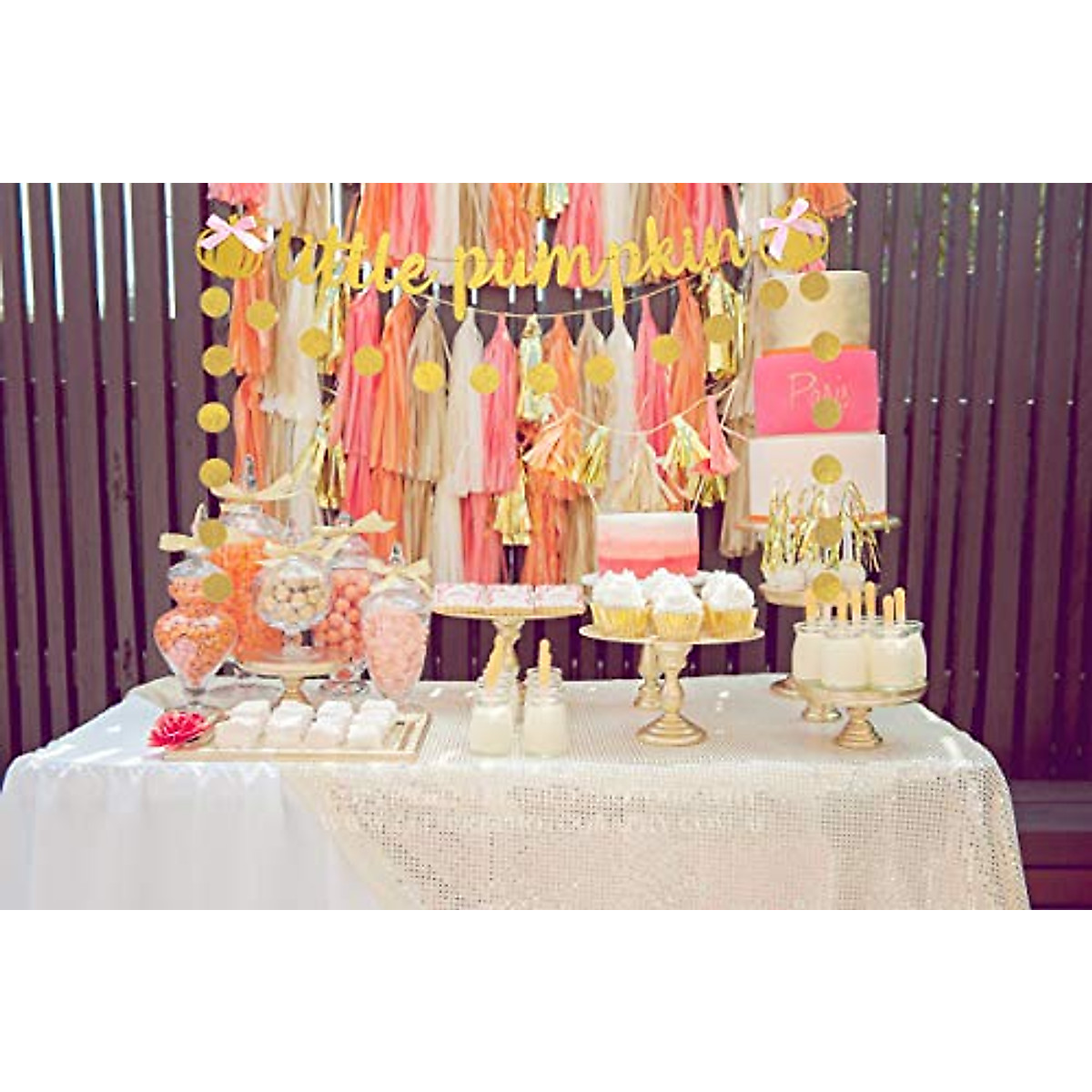 Gold Glittery Little Pumpkin Banner for Pumpkin Baby Shower Party Decorations, Thanksgiving Fall Theme Baby Shower Kid’s Birthday Party Decorations