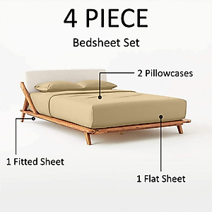 EXTRA 24" DEEP POCKET of the fitted sheet, Real 1000-Thread-Count, 100% Egyptian Cotton |Queen Size, Taupe Color| 4 PC Sheet Set, 1000TC Egypt Long Staple Cotton, Breathable Soft Silky Sateen Weave