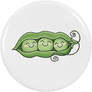 2 x 38mm 'Peas In A Pod' Small Button Pin Badges (BB00077339)