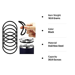 30 oz Replacement Rubber Lid Seals Compatible Seals Lid Gaskets for 14 or 30 Ounce Insulated Stainless Steel Tumblers (6 Pieces)