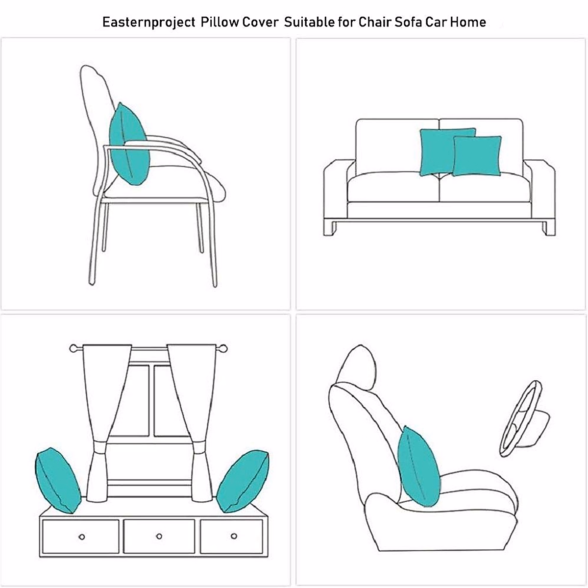 Easternproject I Love Us Throw Pillow Covers Housewarming Family Lover Home Decorative Lumbar Pillow Covers 12x20 Inch Black White