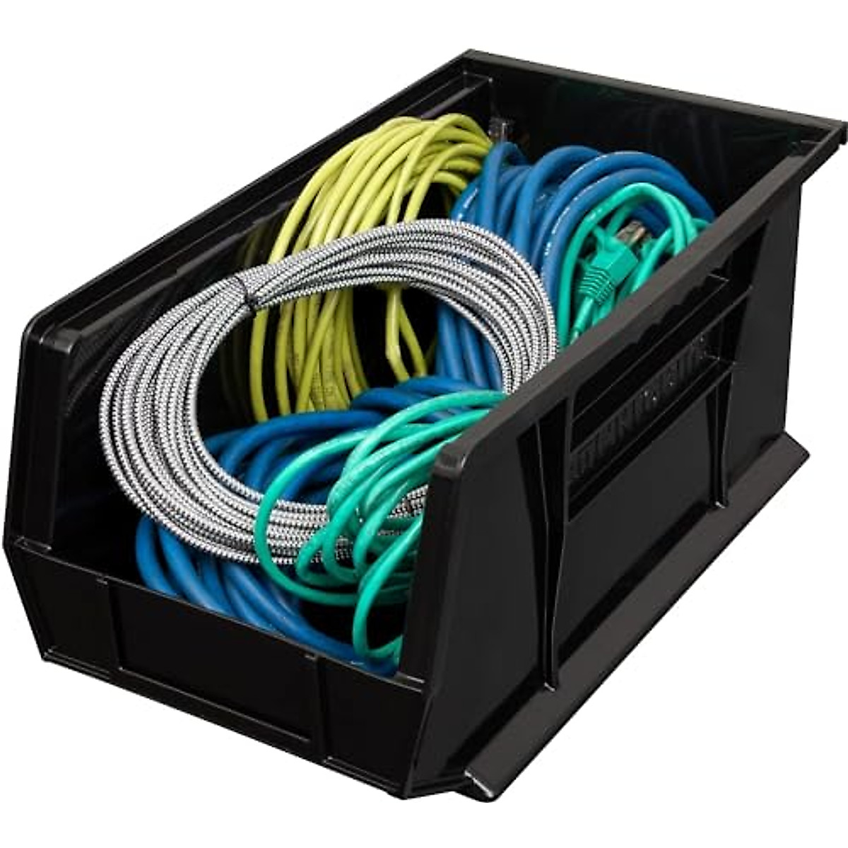 Akro-Mils 30240 AkroBins Plastic Storage Bins, Space-Saving Stackable Bins, Garage Organization Bins, Pantry Organization, Craft Storage, 15-Inch x 8-Inch x 7-Inch, Black, 12-Pack