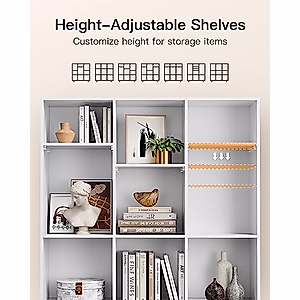 Pipishell 9-Cube Bookshelf & 6-Tier Bookcase with Storage Drawer