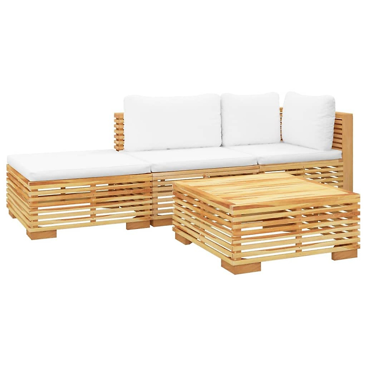 WEHUOSIF 4 Piece Patio Lounge Set with Cushions,Garden Lounge Set,Combination Sofa,Pool Sofa Set,Conversation Sofa,Party Furniture,for Homes,Offices,Living Room,Cafes,Solid Wood Teak