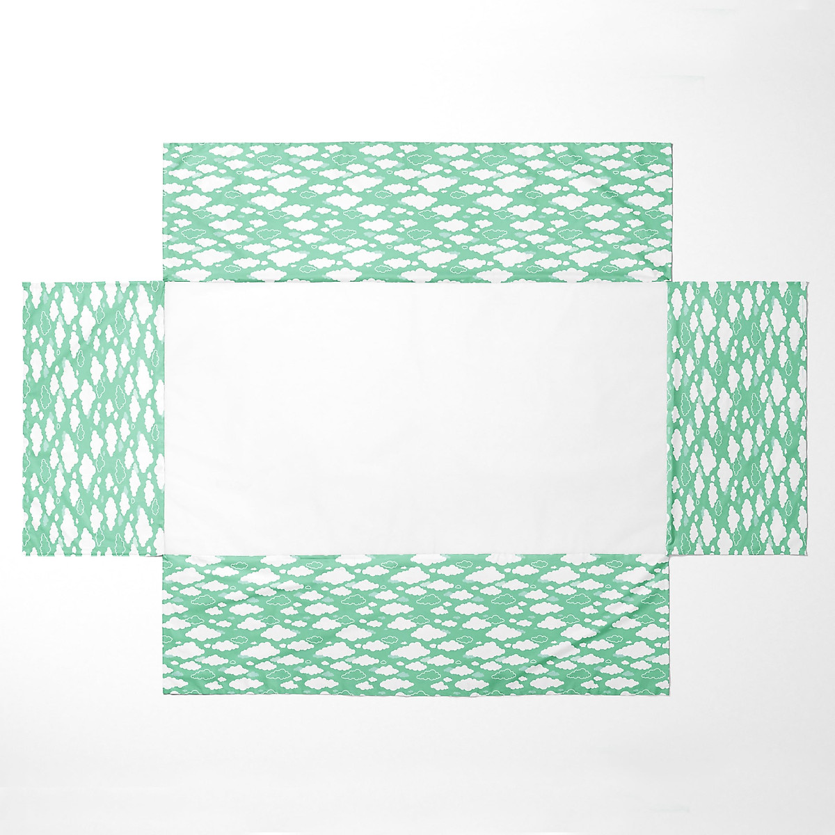 Bacati Clouds in The City Mint Clouds Crib/Toddler Bed Skirt Dust Ruffle, Mint/Grey