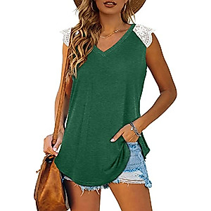 OFEEFAN Tunic Tank Tops for Women to Wear with Leggings Womens Tank Tops Loose Fit Green XL