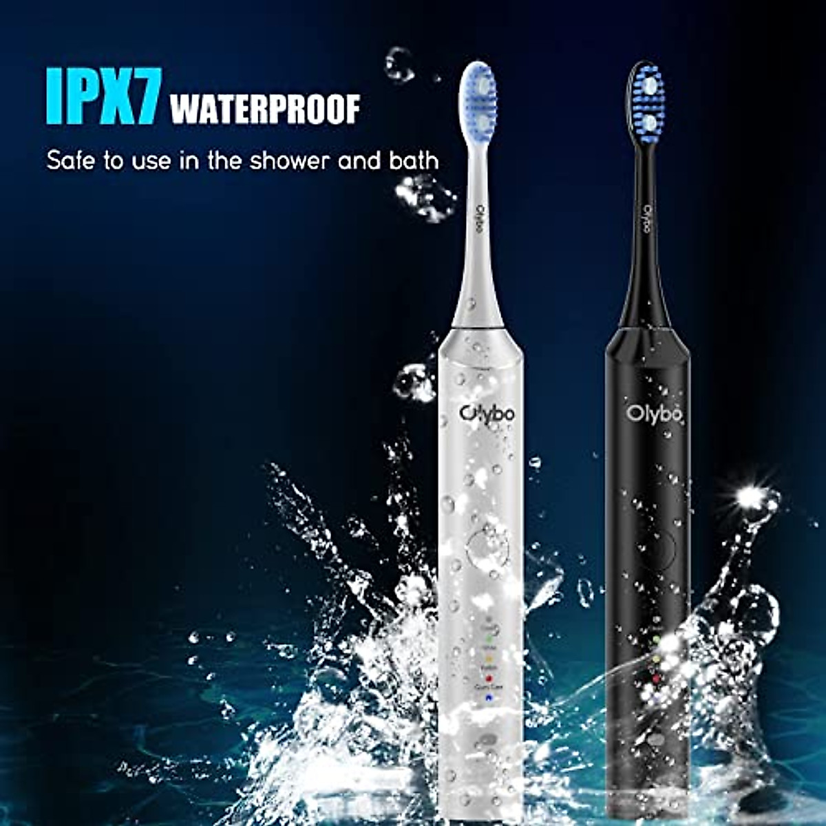 Replacement Brush Heads for Olybo Sonic Toothbrushes (Black)