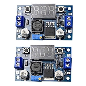 LM2596 Buck Converter DC Voltage Regulator Adjustable 4-40V to 1.5-35V 3A DC to DC Step Down Converter Power Supply Module with LED Display, Pack of 2