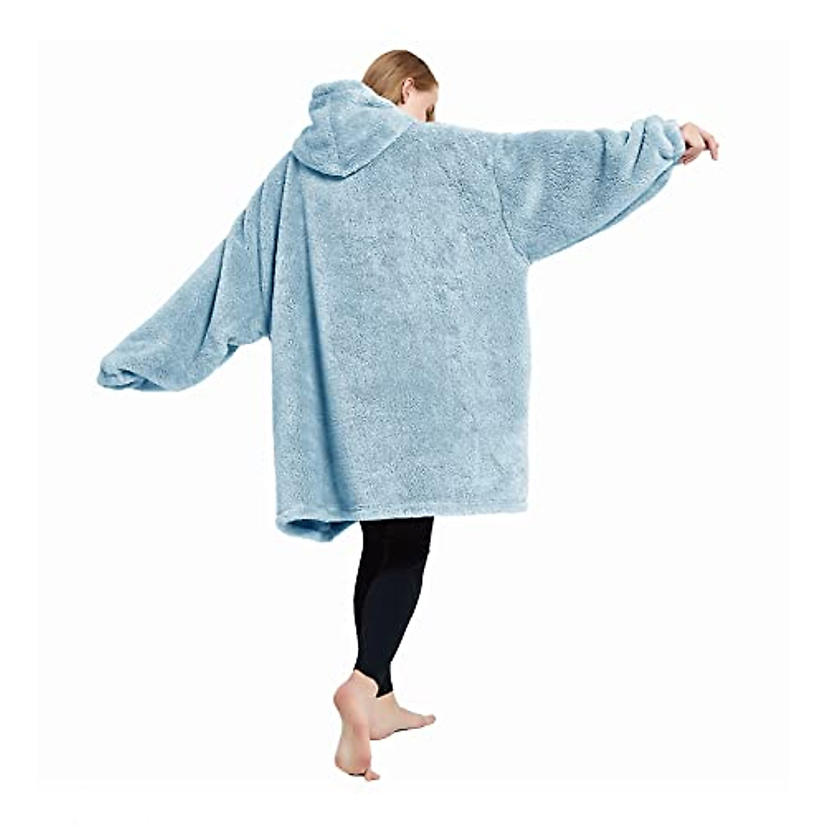 Blanket Hoodie for Women and Men Super Warm and Cozy Giant Blanket Sweatshirt (Light Blue One Size)
