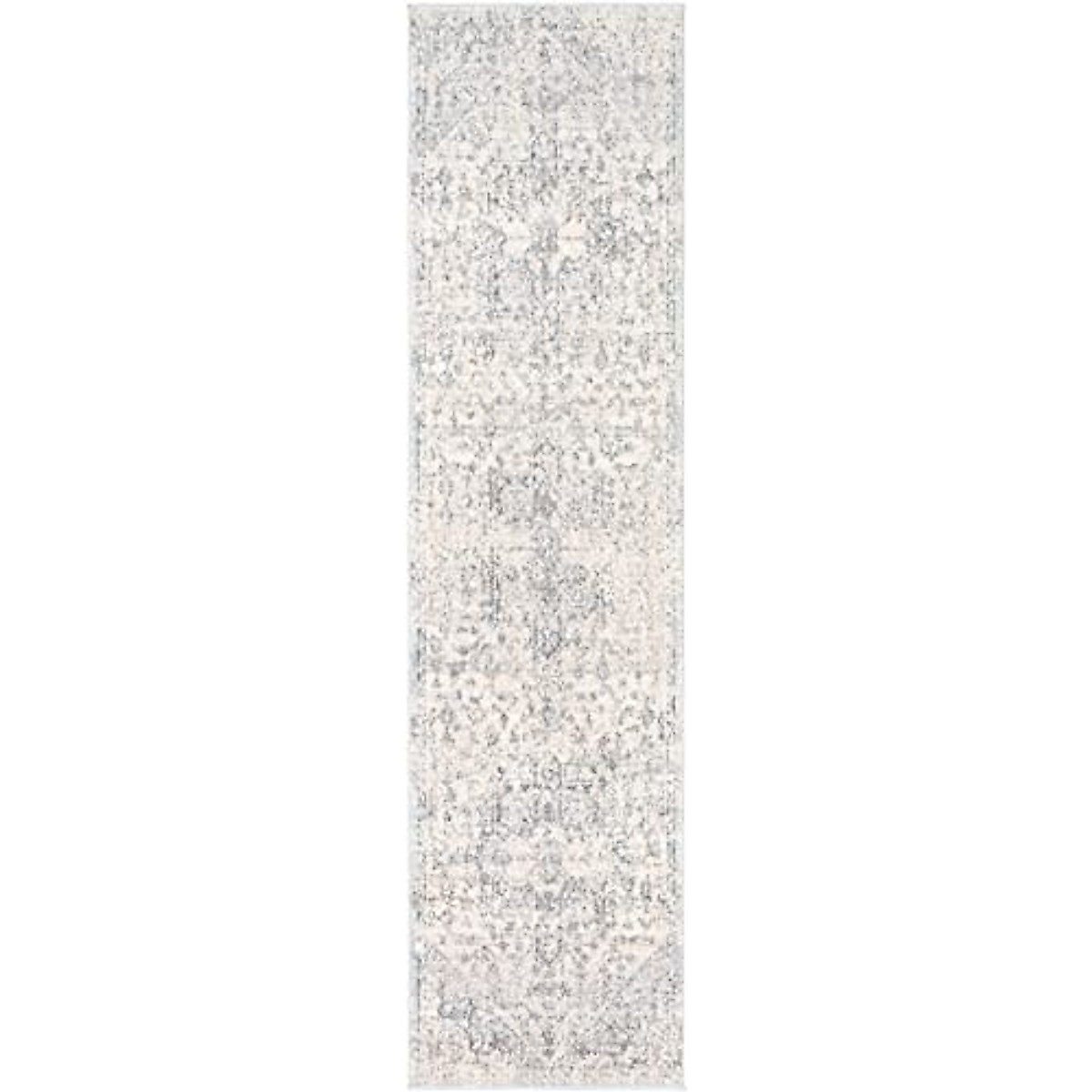 Orrick Moroccan Farmhouse Laundry Room, Hallway, Entryway, Bedroom, Kitchen Floor Runner Rug - Long Rug Carpet - Modern Bohemian Motif - Grey, Light Blue, White, Ivory, Beige, Navy Blue 2'7" x 10"