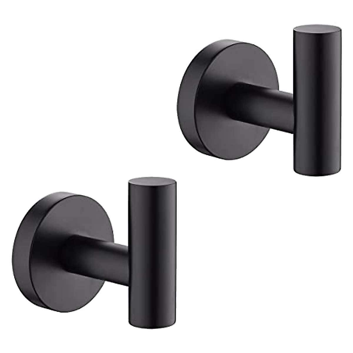 2 Pack Bath Towel Hooks Wall Mounted Robe Hook for Bathroom Kitchen SUS304 Stainless Steel Coat Clothes Hooks Rustproof (Matt Black) 2.2 x 1.97 x 2.52 Inch (6308)