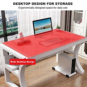 TopJia Tempered Glass Computer Desk, Large Office Desk with Storage Shelves, Modern Simple Gaming Table with Metal Frame, Writing Study Desk for Home Office Workstation(80cm/31inch, C), 1750318