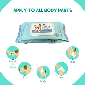 Deodorizing Hypoallergenic Heavy Duty Thick Durable Pet Grooming Wipes Unscented Cleans Face, Ears, Body, Butt and Eyes – Bath Alternative, Super Convenient, Ideal for Home or Travel (Pack of 1)