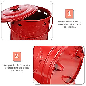 DOITOOL Burn Barrel Incinerator Can: Metal Garden Incinerator Fire Bin Enamel Burn Bin Stainless Steel Incinerator Burn Barrel Incinerator Cage Ash Bucket Fire Pit Wood Burning Pit