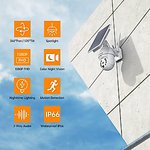 Entrustio Solar Security Cameras Wireless Outdoor,20000mAh Battery Powered Camera,2.4G WiFi Surveillance Home Camera with Phone APP,IP66 Waterproof,Color Night Vision,2-Way Talk