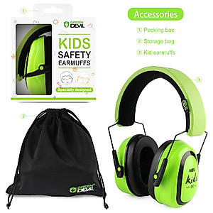 Kids/Toddler Ear Protection Safety Ear Muffs For Age 3-16 Noise Cancelling Headphones 27.4dB Kids Hearing Protection Earmuffs (Green)