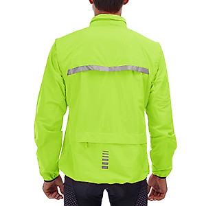qualidyne Men's Cycling Running Jacket Hooded Bike Windbreaker Vest Removable Sleeves Reflective Lightweight Windproof Coat