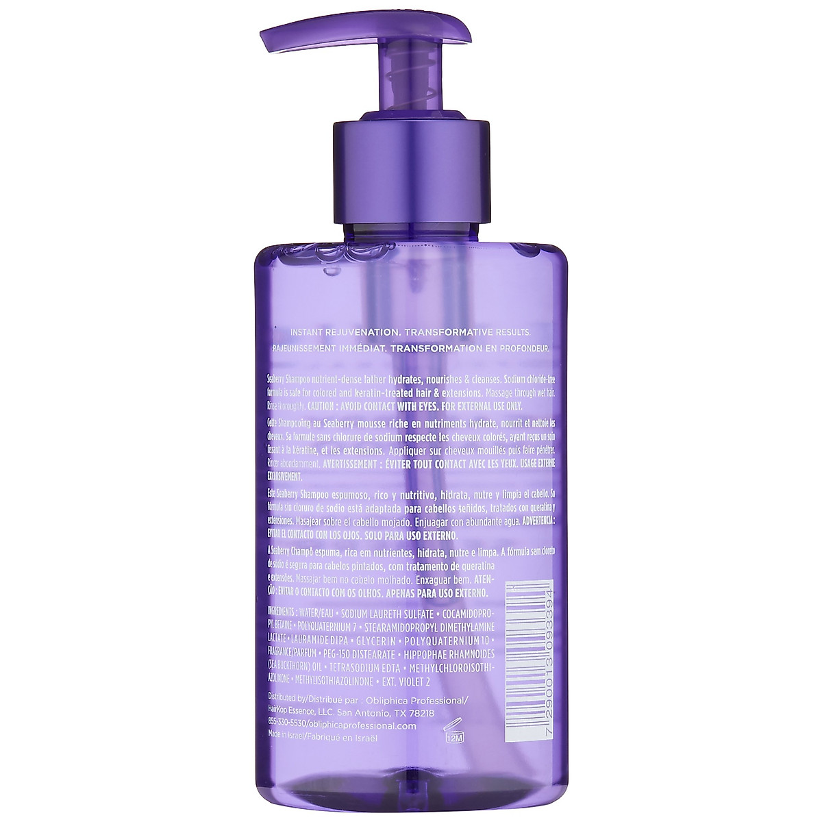 Obliphica Seaberry Shampoo for Medium to Coarse Hair - Frizz Free, Nourished, and Damaged Repaired Hair - Hair Mask & Treatment for Dry Hair and Growth - 10 Fl Oz