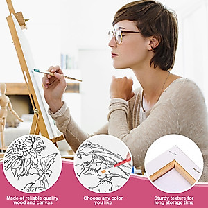 8 Pack 8x10 Inches Flowers Theme Pre Drawn Canvas to Paint, Pre Printed Canvas for Ladies Sip and Paint Party Favor, Pre Sketched Canvas for Painting for Adults