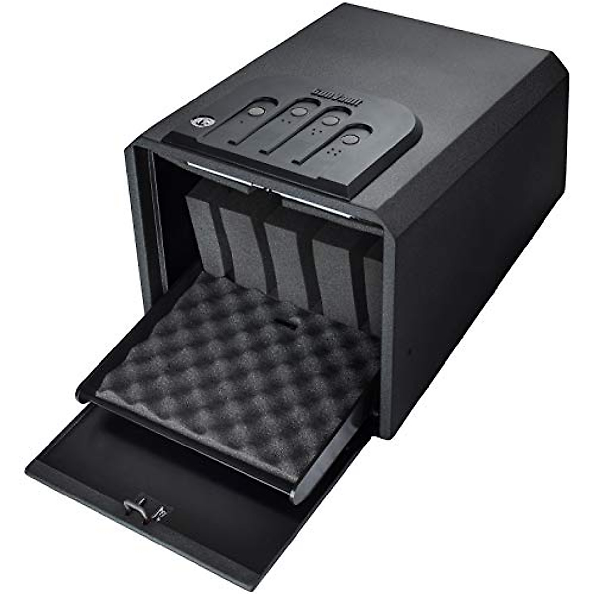 GunVault MultiVault Quick Access Large Gun Safe with Illuminated No-Eyes Digital Keypad, Auto Slide-Out Drawer and LED Illumination (4 Pistol Capacity)