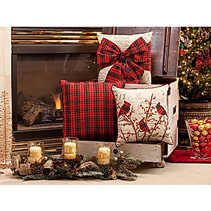 Pillow Perfect - 552989 Holiday Embroidered Cardinals Throw Pillow, 16.5" x 16.5", Red/Grey