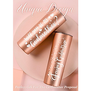 Onebttl Will You be My Godmother,Godmother Proposal Gifts for Best Friend, Aunt, Sister, 20 oz Skinny Stainless Steel Tumbler Rose Gold 2024