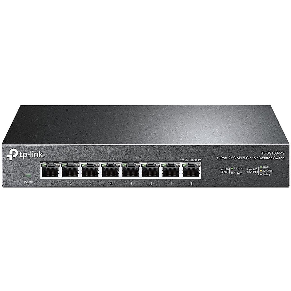 TP-Link TL-SG108-M2 8 Port Multi-Gigabit Unmanaged Network Switch, Ethernet Splitter 2.5G Bandwidth Plug & Play Desktop/Wall-Mount Fanless Metal Design